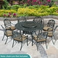 MEETWARM Outdoor 61" Round Patio Dining Table, All Weather Cast ...