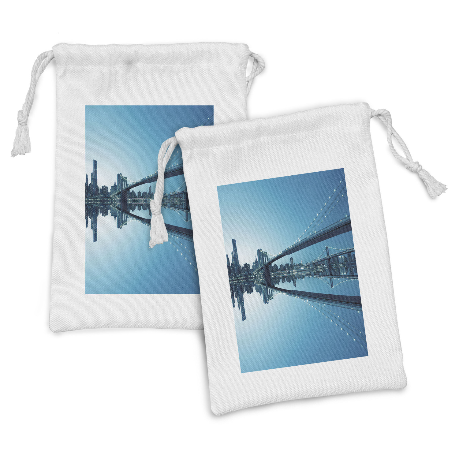 Landscape Fabric Pouch Set of 2, NYC Landscape Manhattan Skyline ...
