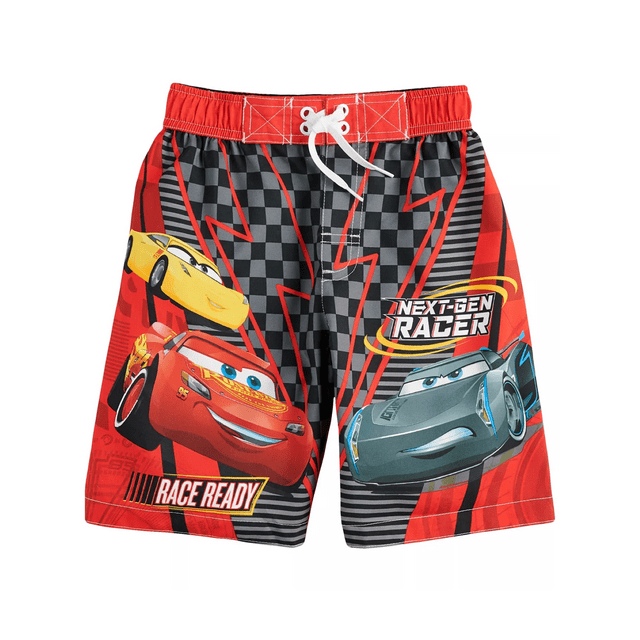 Disney Cars Little Boys' Lightning McQueen Swim Trunks, Sizes 4-7 ...