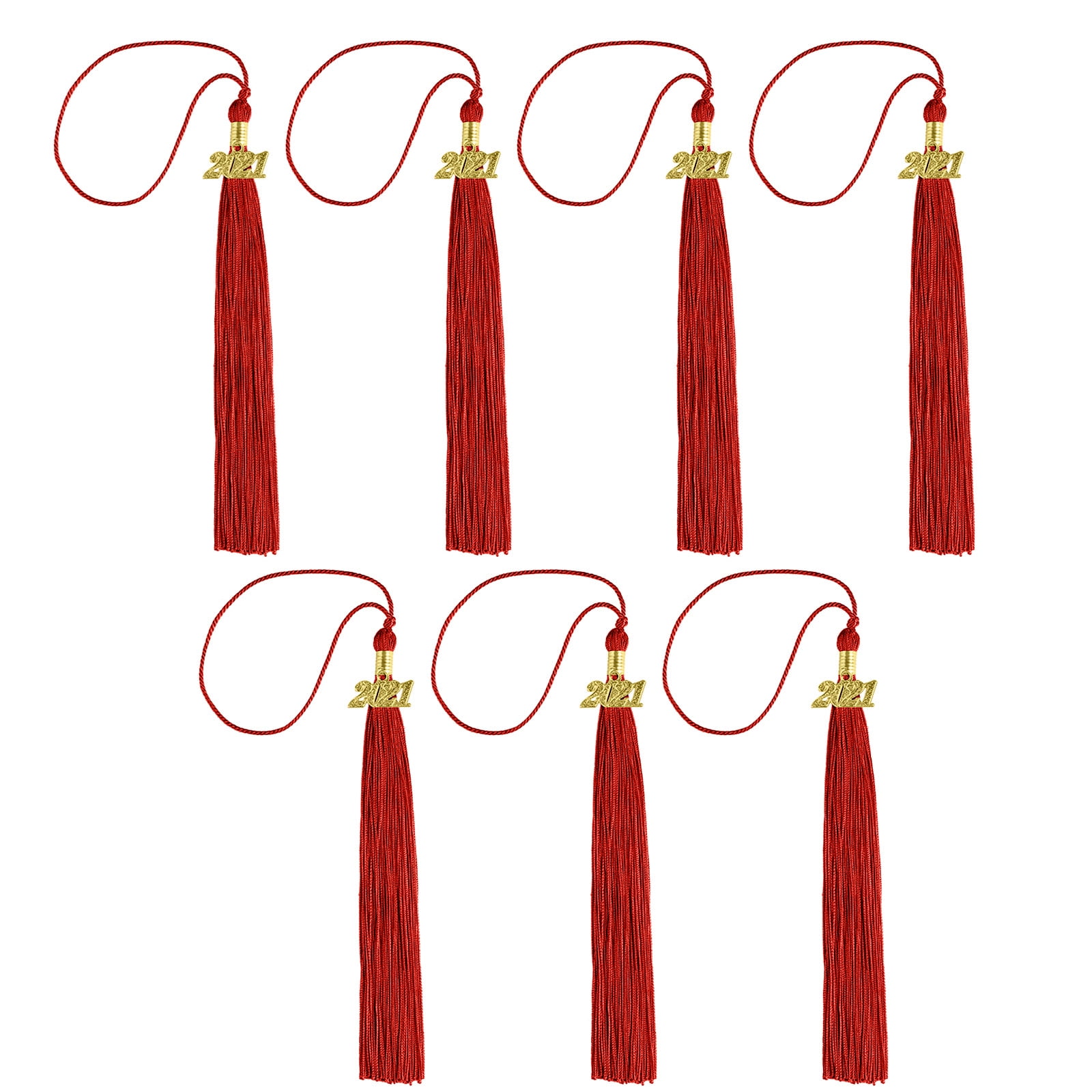 Dengmore 7pcs 2021 Red Graduation Cap Tassels Single Color for Graduate ...