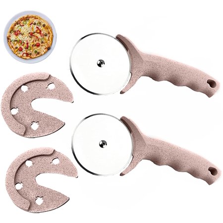 SHAR 2 Pieces Pizza Cutter with Cover, Stainless Steel Pink Vegetable ...