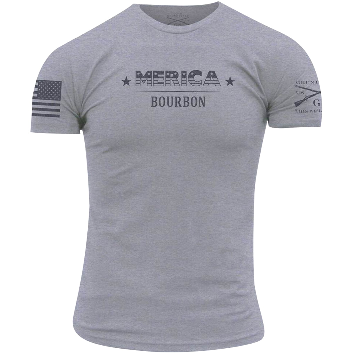 Grunt Style Merica Bourbon Basic T-Shirt - 3XL - Light Gray - Walmart.com