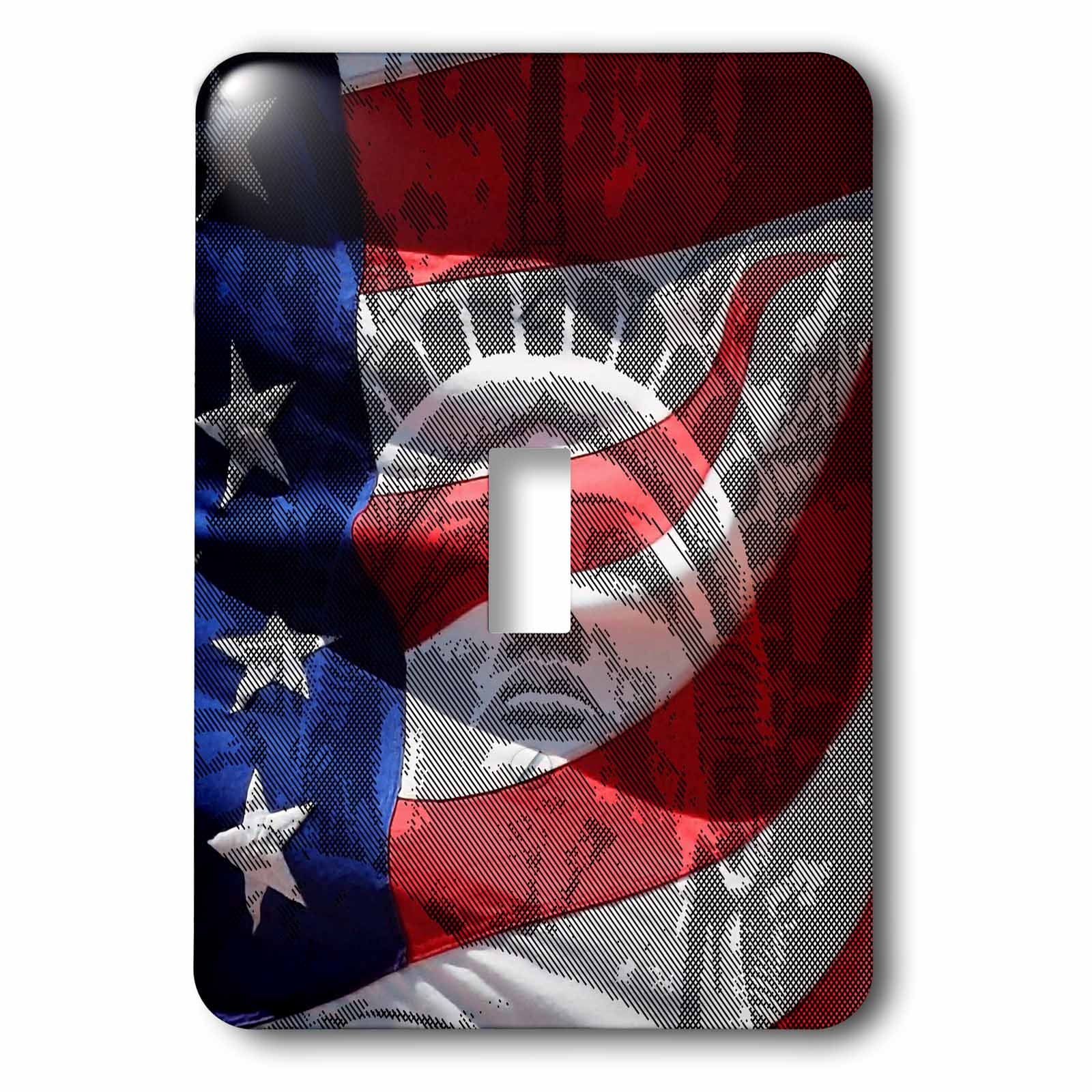 A abstract Statue of Liberty in New York City with the American Flag ...