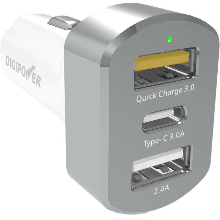 DigiPower High Power USB Type-C 3-Port Car Charger - Walmart.com
