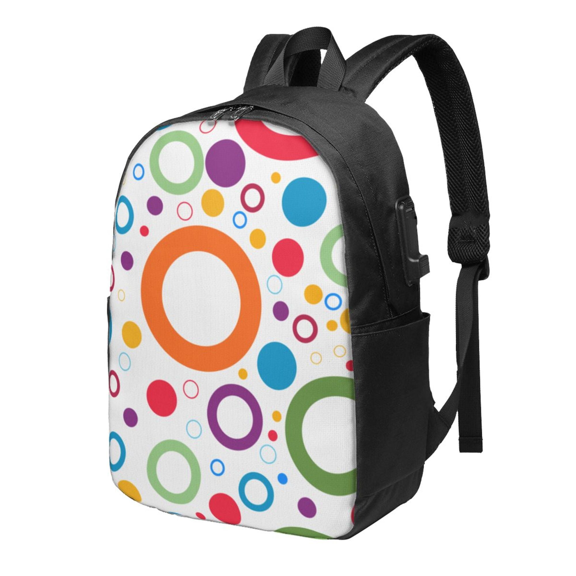 YFYANG 17" Laptop Backpack, Colorful Circle Pattern Fashion Travel Work ...