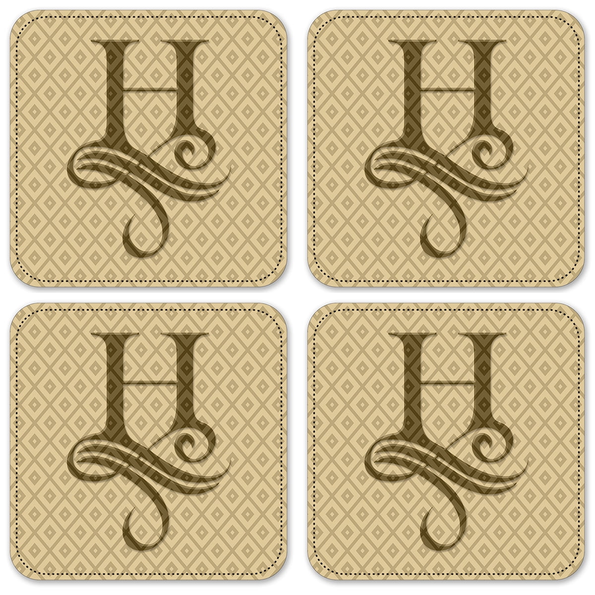 Vinyl Drink Coasters - Set of 4 - Letter "H" Monogram - Walmart.com