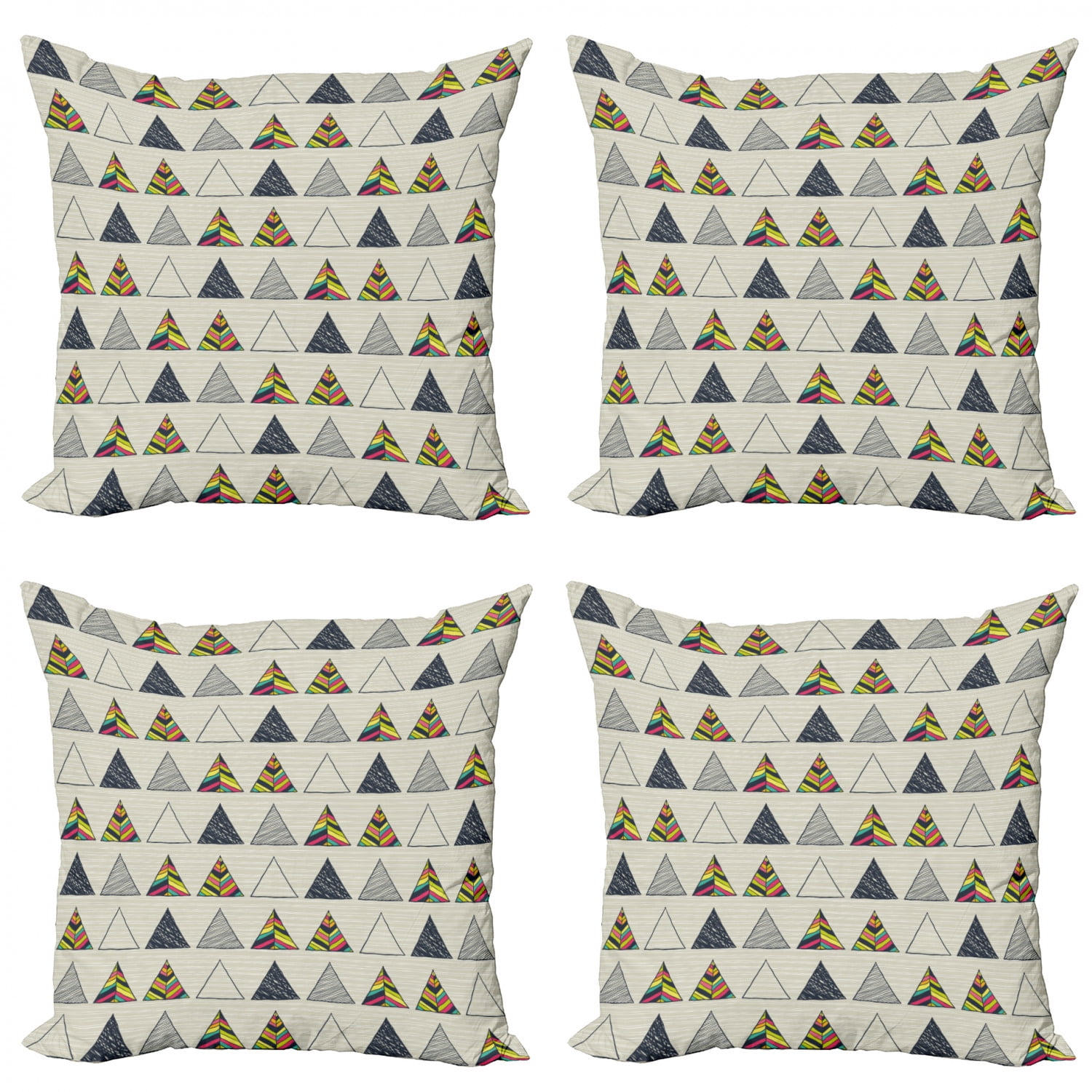 Ambesonne Geometric Throw Pillow Cover 4 Pack, Abstract Triangle, 20 ...