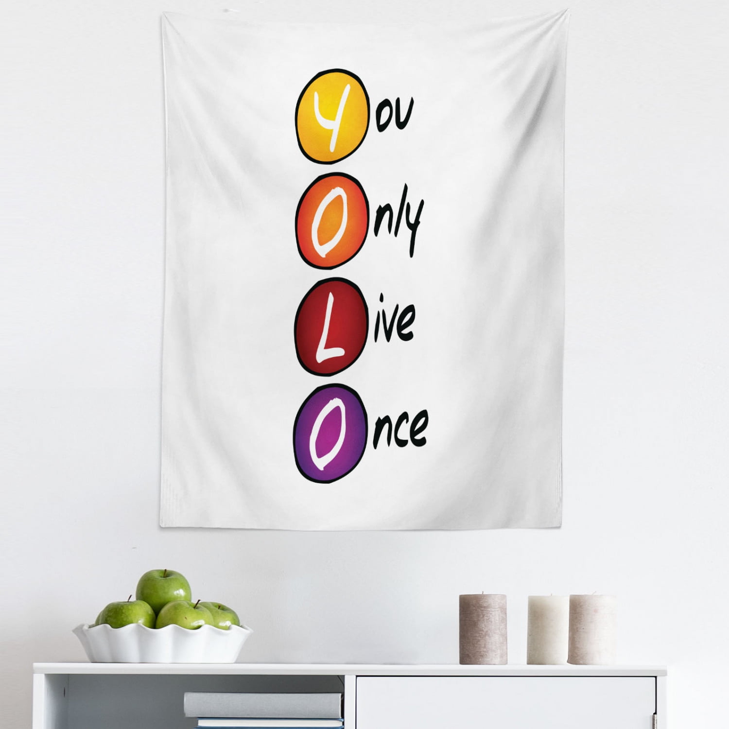YOLO Tapestry, Acronym Design with Colorful Circles You Only Live Once ...