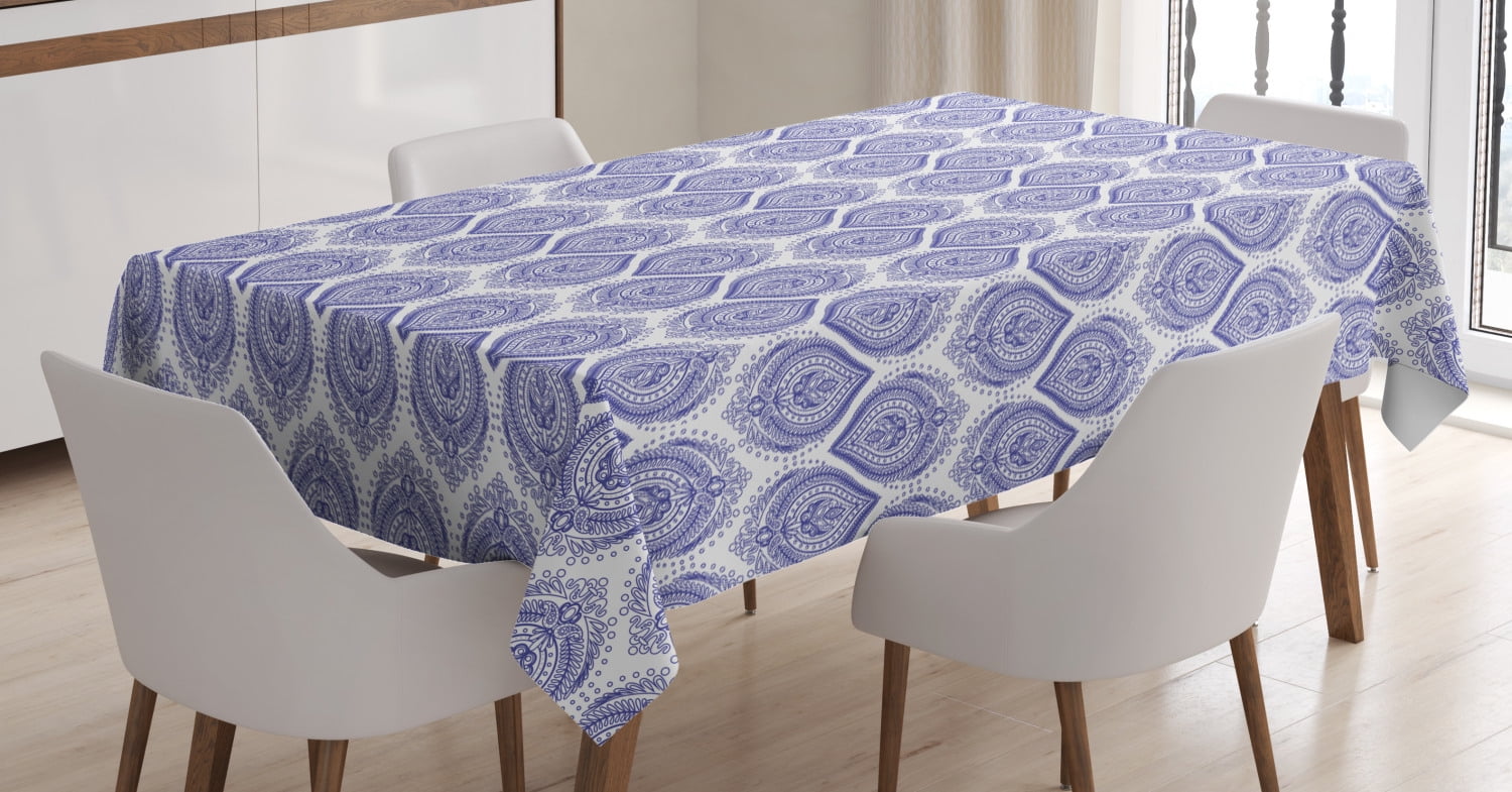 Ambesonne Paisley Tablecloth Rectangular Table Cover, Medieval Motifs ...
