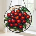 Cherry Fruit Window Suncatcher, Stained Glass Style Cottage Botanical ...