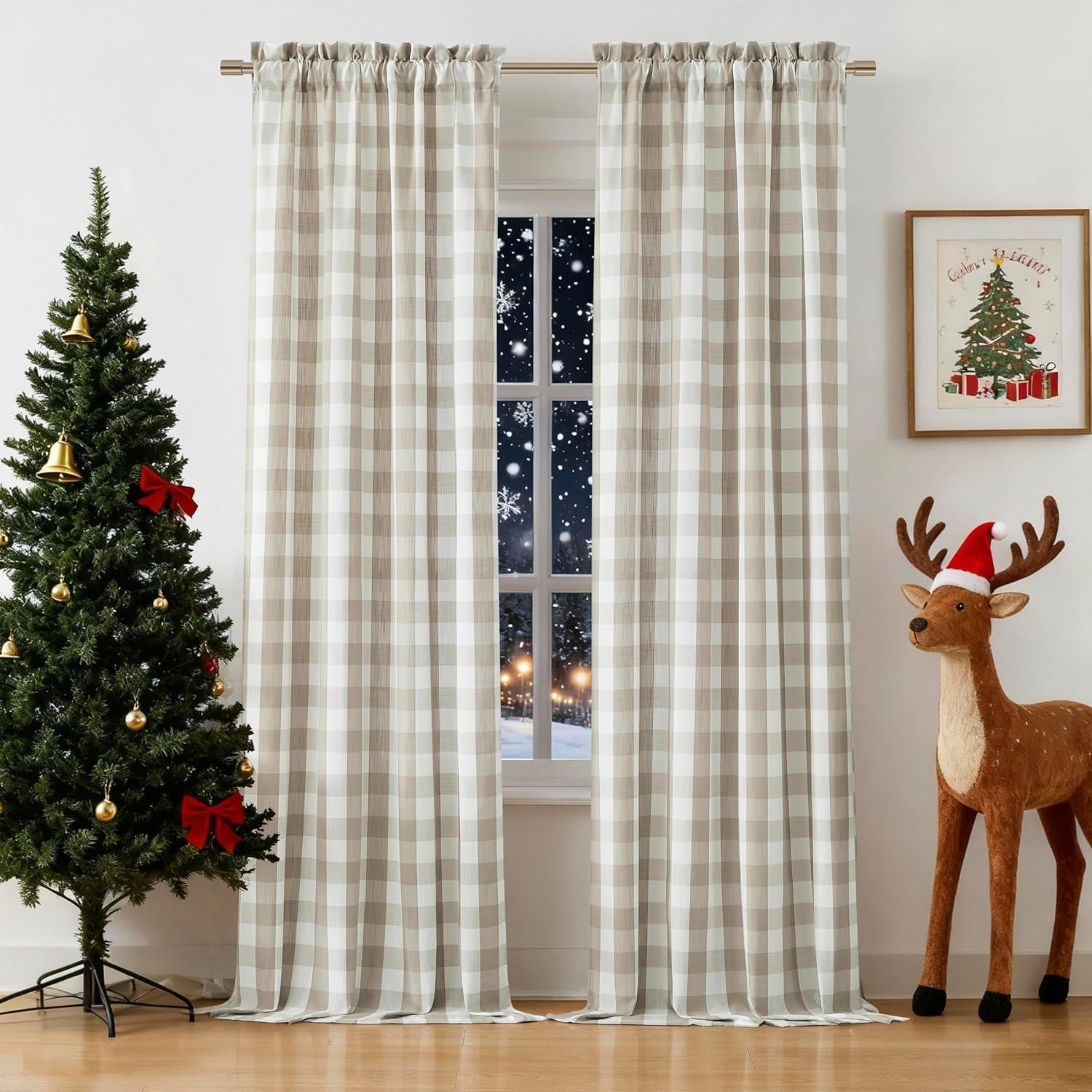 Click here for Lrccnq Beige Buffalo Plaid Check Curtain Panels 84... prices