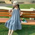 JIAYUE Denim Spring Girls Dresses Solid Color Sleeveless Straps Crew ...