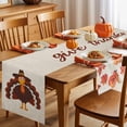 Autumn Thanksgiving Turkey Retro Linen Table Runner 13x72in Non-Slip ...