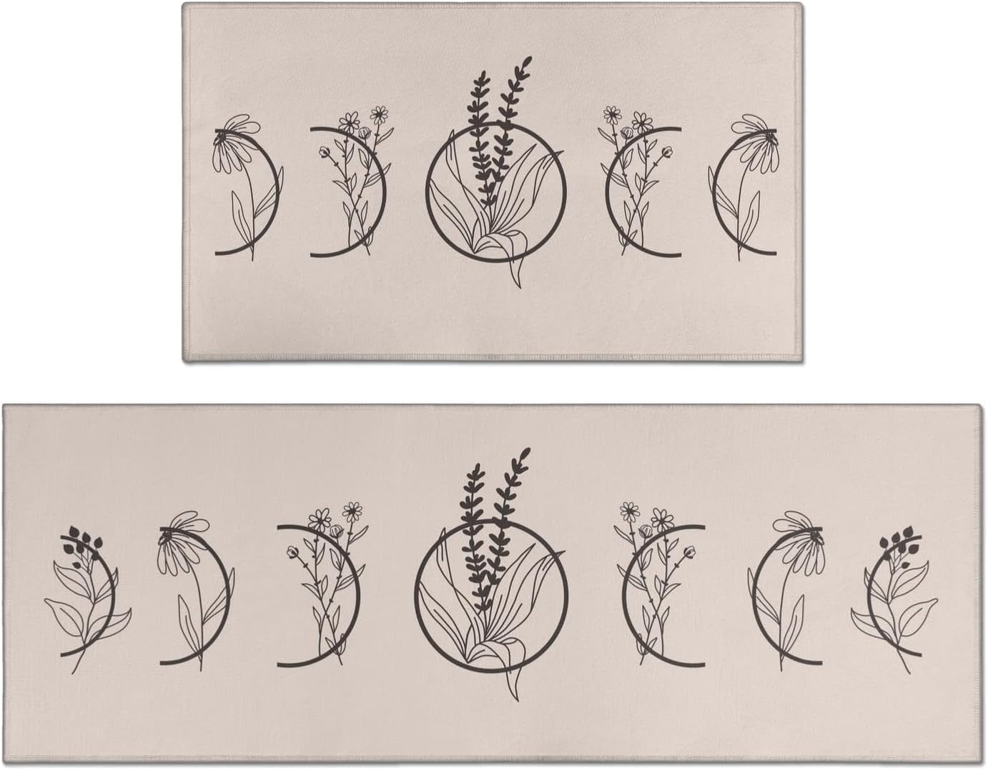 Boho Kitchen Rugs and Mats Set 2 Pieces Non Slip and Washable Moon ...