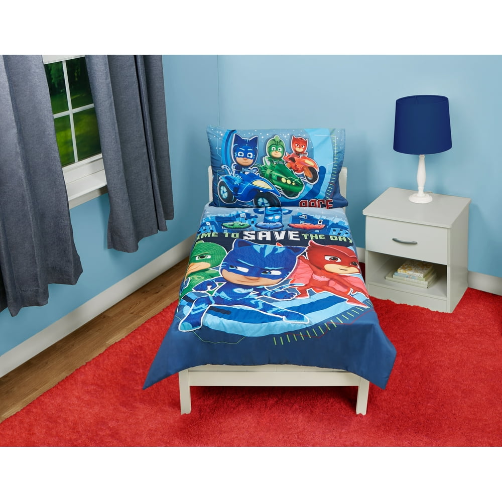 PJ Masks 4-Piece Time to Save the Day Toddler Bedding Set for Toddler ...