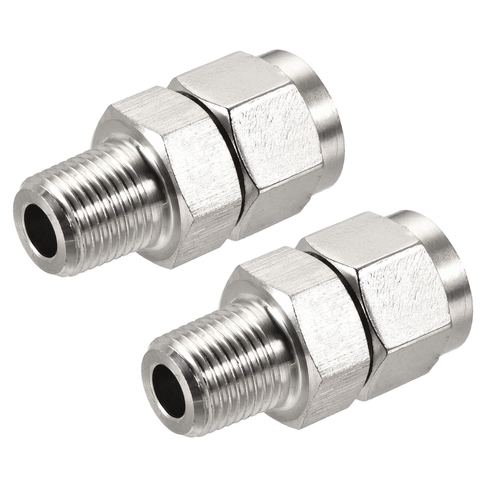 Uxcell Stainless Steel 1/8PT Male Thread x 8mm OD Tube Compression Tube ...