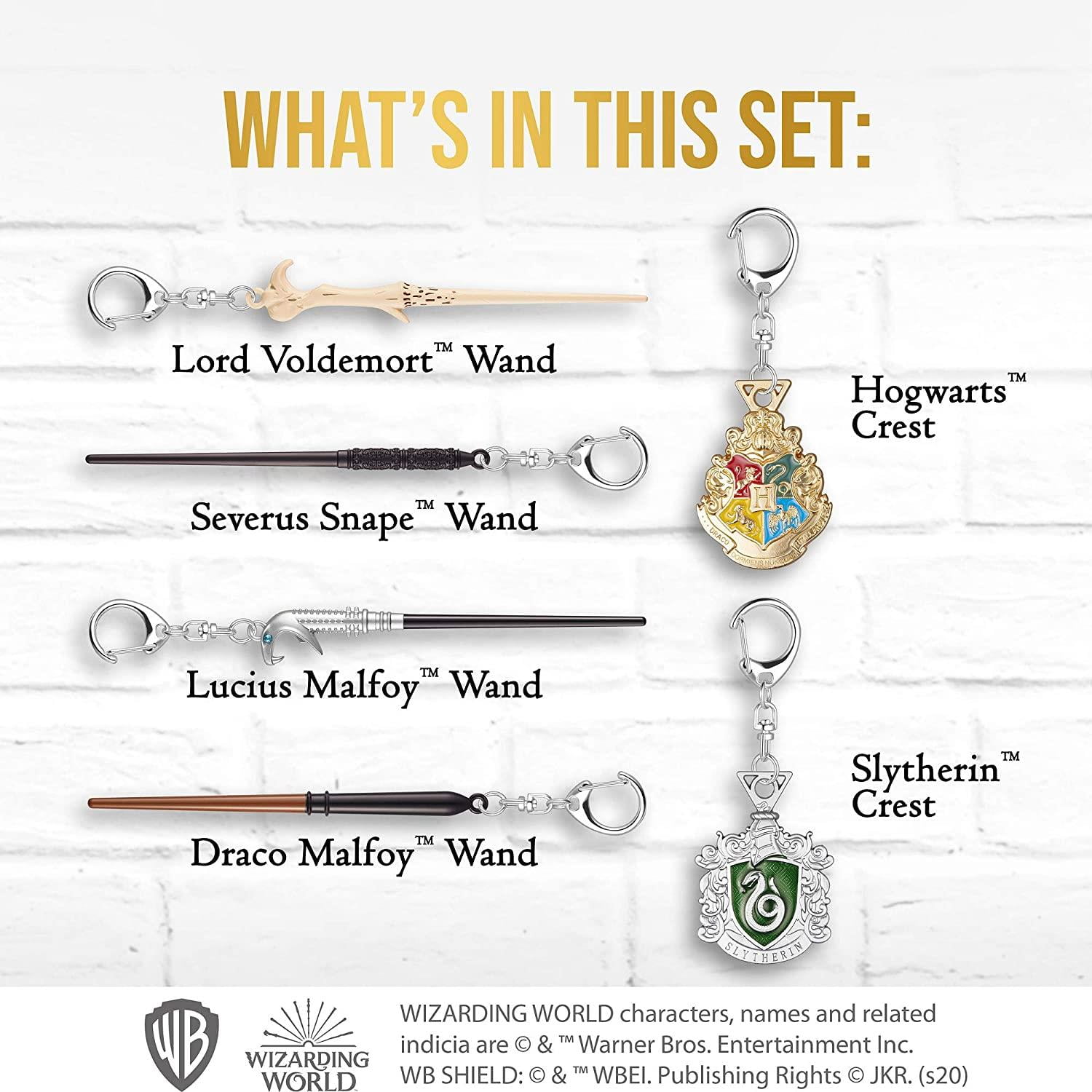 Buy Harry Potter Wand Keychains 6pk Hogwarts Slytherin Crest Voldemort ...