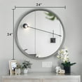 "WallBeyond 24"" Round Bathroom Vanity Mirror, Gray Wood Frame, Home ...