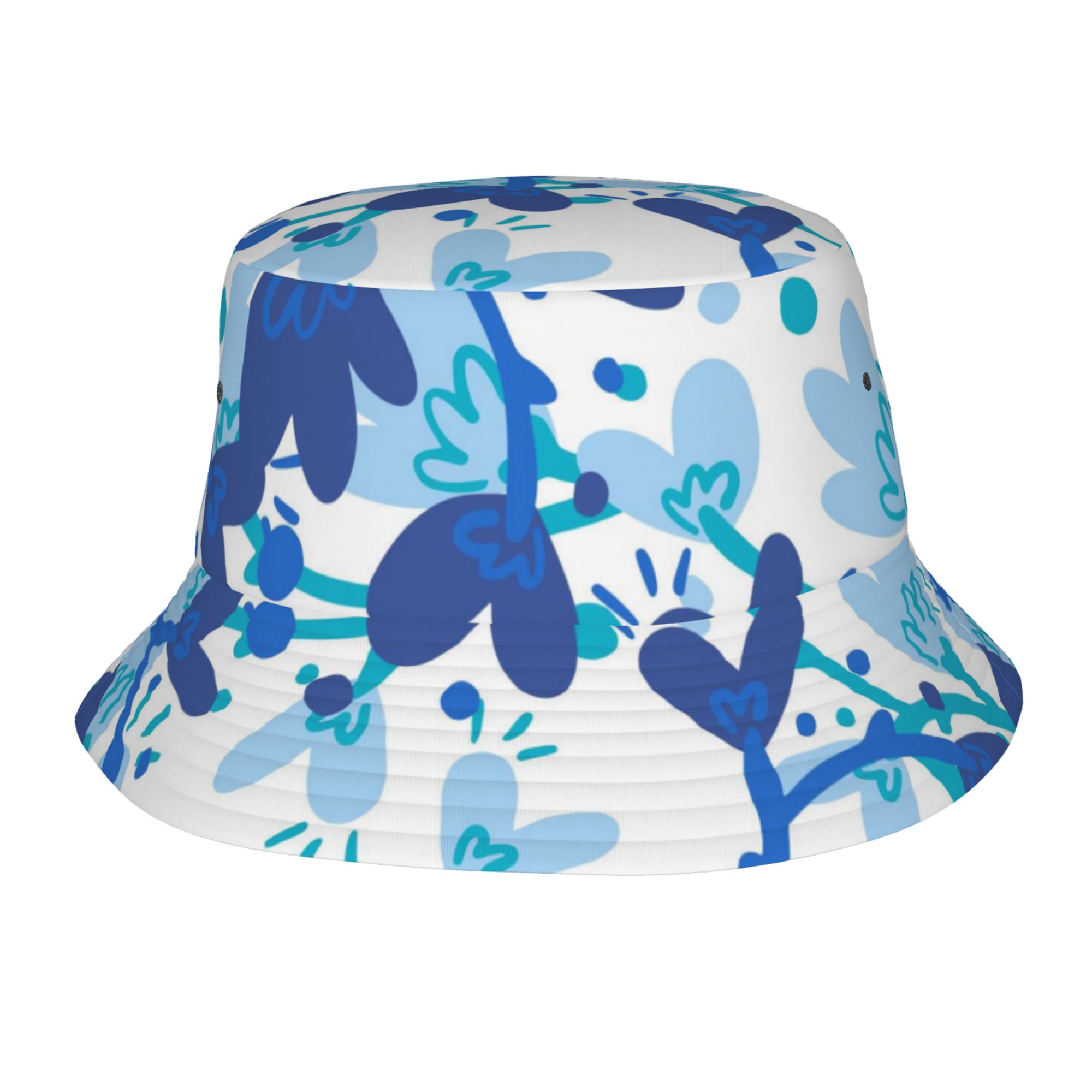 ZICANCN Blue Abstract Leaf Pattern Bucket Hat, Unisex Print Double-Side ...