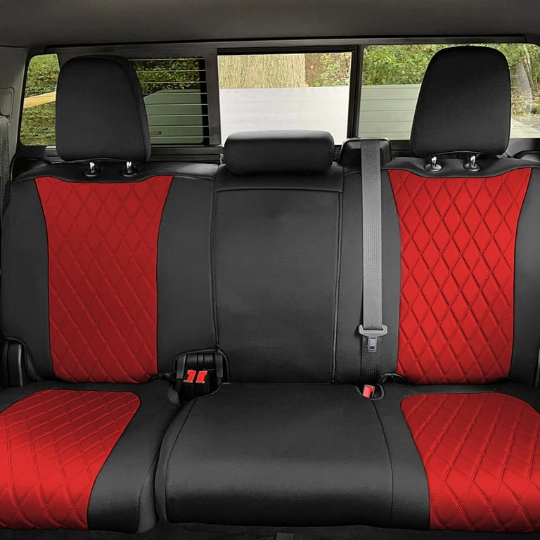 FH Group Custom Fit Truck Car Seat Cover for 2019 2023 GMC Sierra 1500 2500HD 3500HD SLT AT4 DENALI Red Full Set Neoprene Seat Covers with Air