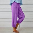 Linen Cotton Pants For Women Loose Frenulum Casual Cropped Pants With ...
