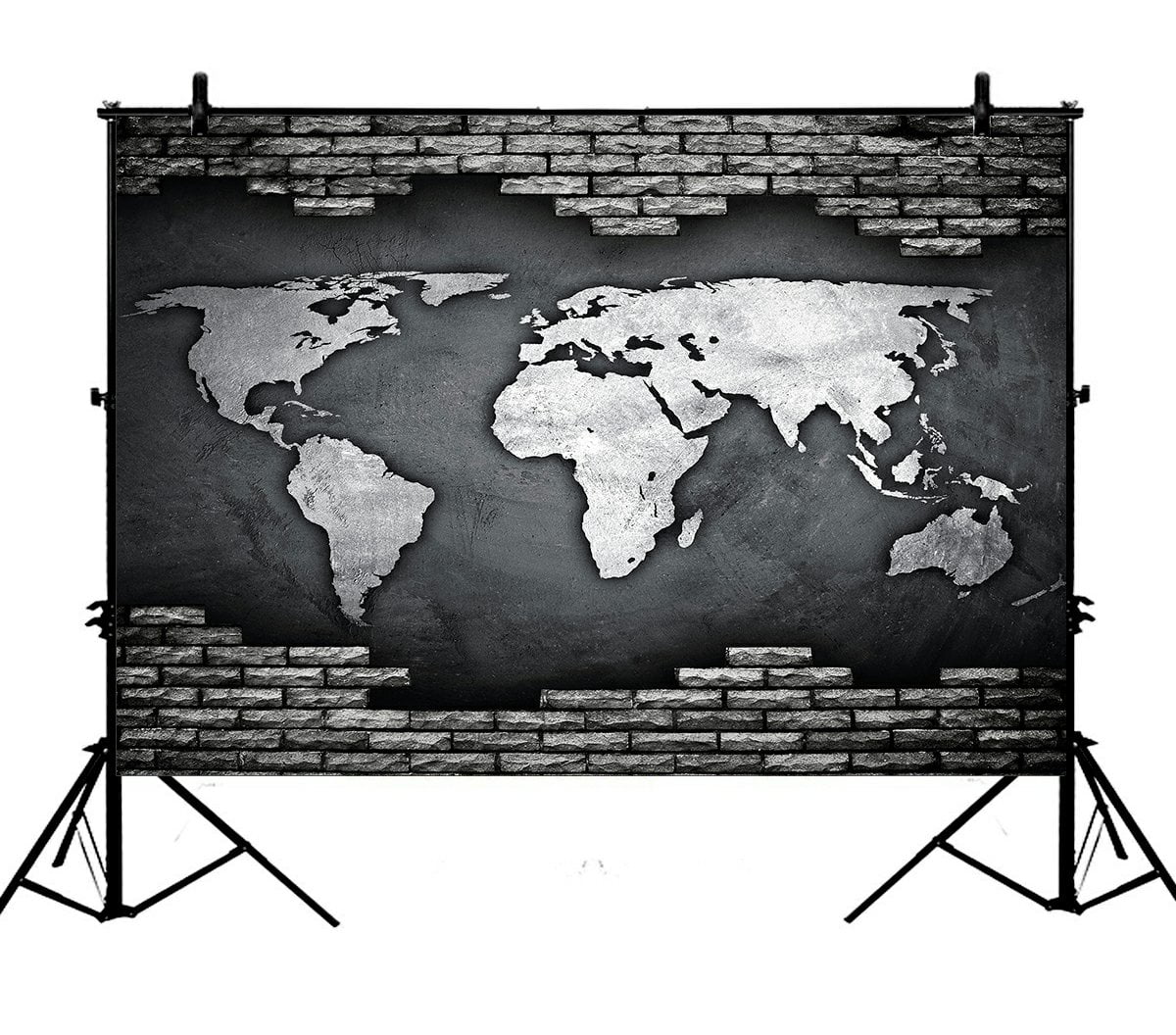 PHFZK 7x5ft World Map Backdrops, Brick Photography Backdrops Polyester ...
