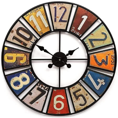 Outdoor Garden Wall Clock, Weatherproof Silent Metal Garden Clock 24 ...