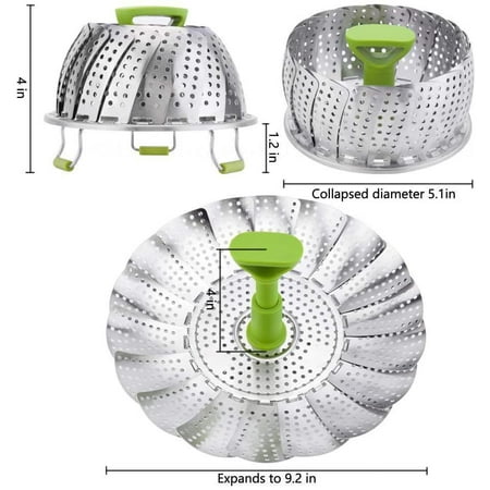 Vegetable Steamer Basket - Foldable Stainless Steel Steamer Insert ...