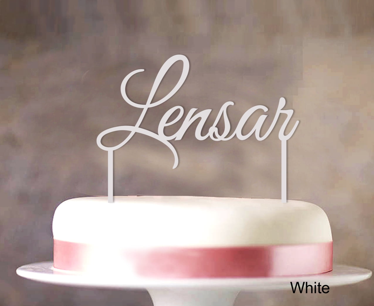 """Lensar"" Custom Name Cake Topper Personalized White Cake Toppers ...