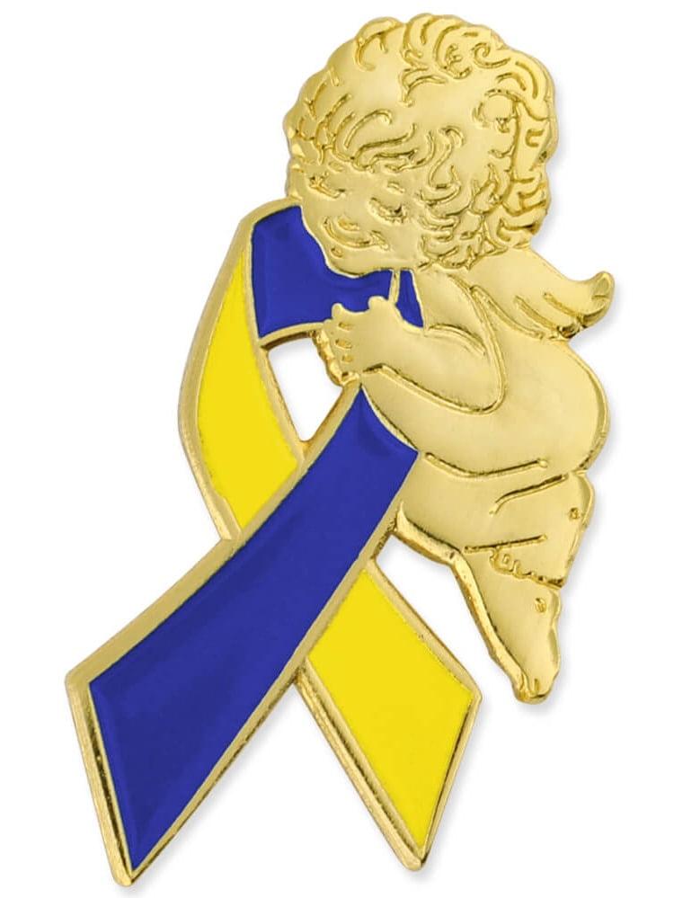 Down Syndrome Awareness Ribbon Gold Angel Enamel Lapel Pin - Walmart.com