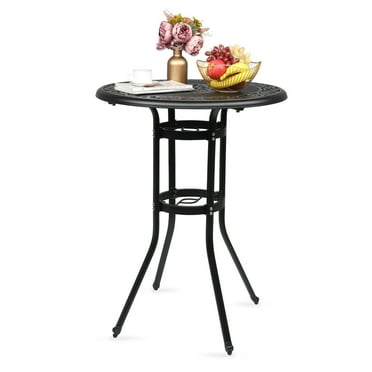 Outdoor 63 Patio Pub Table with Powder Coated Steel Frame for Indoor ...