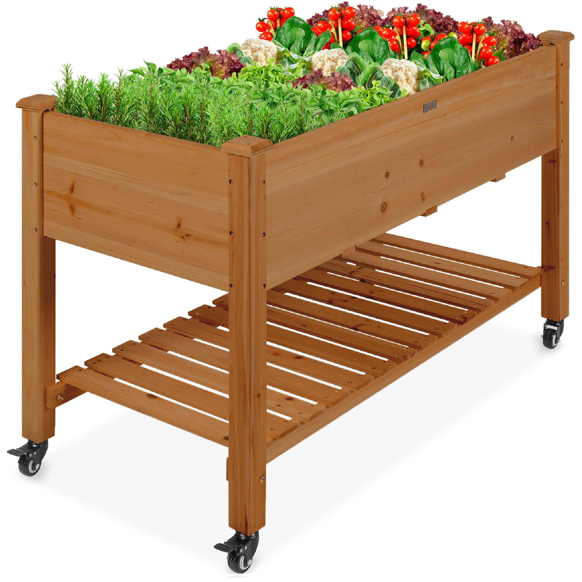 Best Choice Products Raised Garden Bed 48x24x32in Wood Mobile Elevated ...