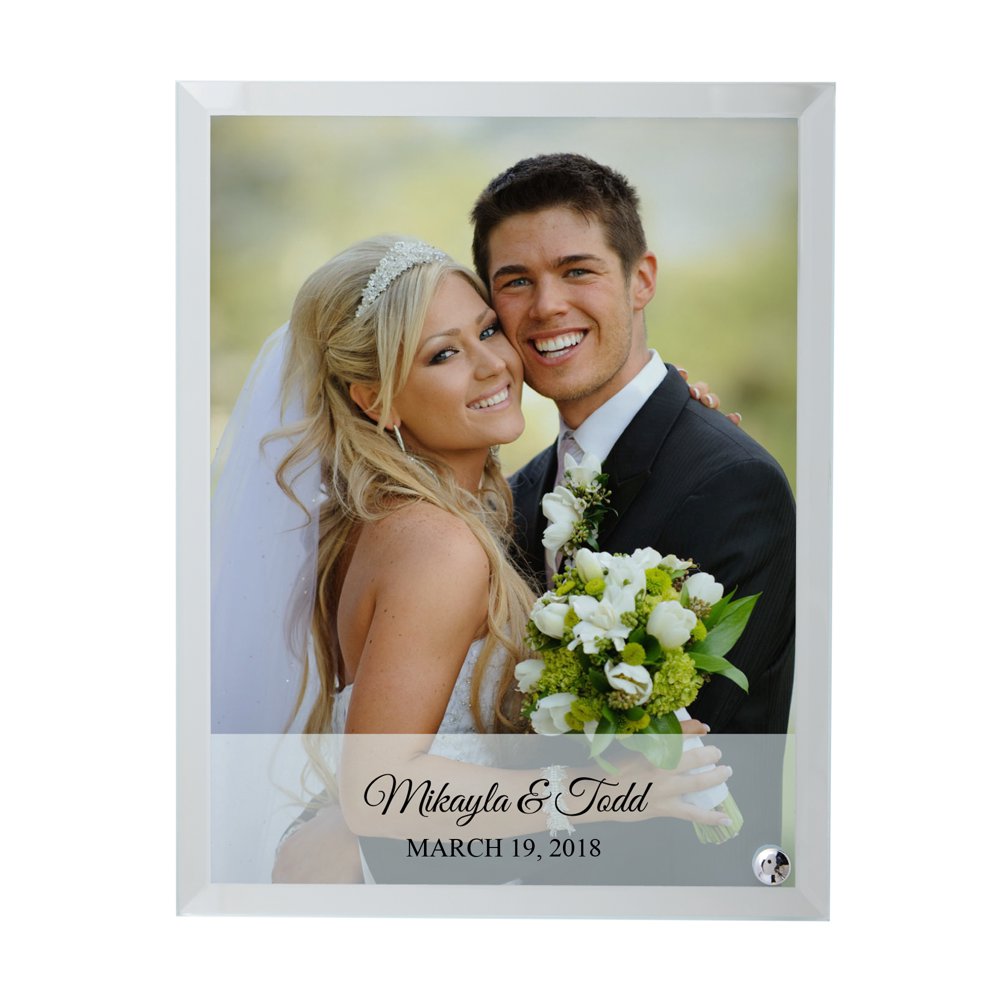 Personalized Glass Wedding Photo Frame, Available in Horizontal or ...