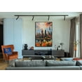 YS-Art Metropolitan Glow Hand-Painted Urban Sunset Canvas Art with ...