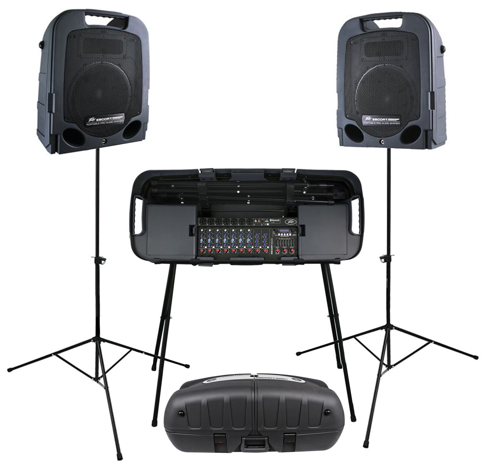 Peavey Escort 6000 600w Foldable Portable Powered PA System+Mixer+Case ...