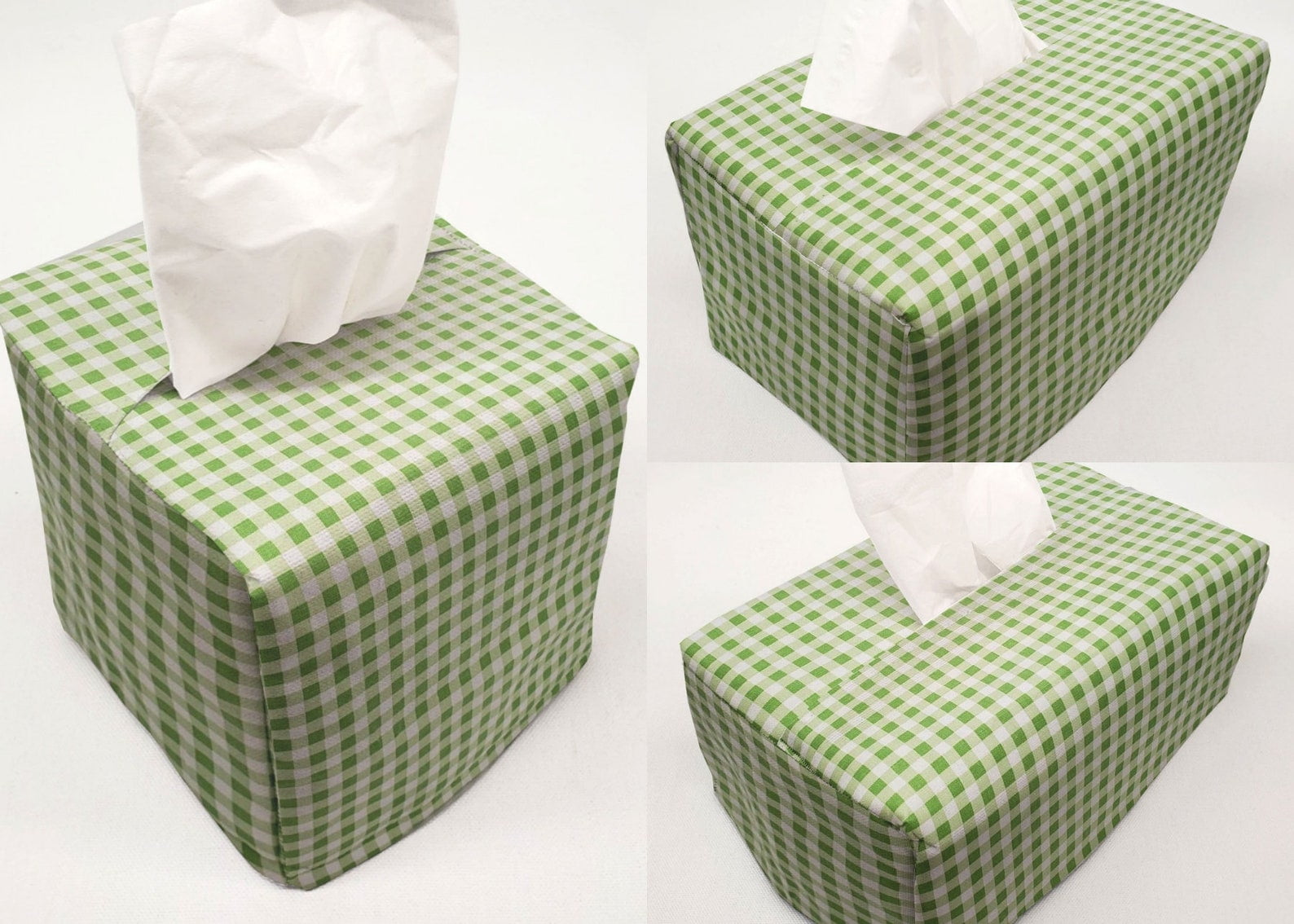Green & White Checked Gingham Tissue Box Cover by Penny's Needful ...