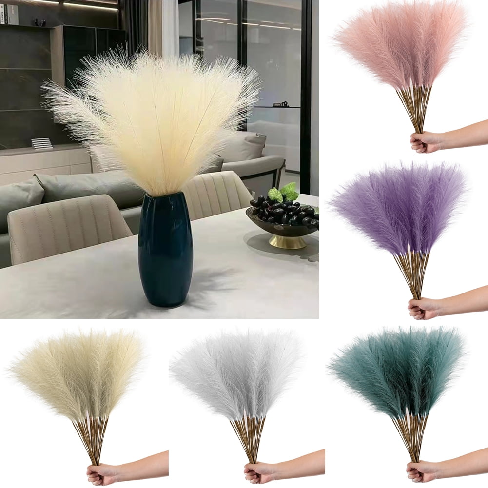 LINASHI 20Pcs Artificial Bush Pampas Grass, Faux Pompous Grass Bulrush ...