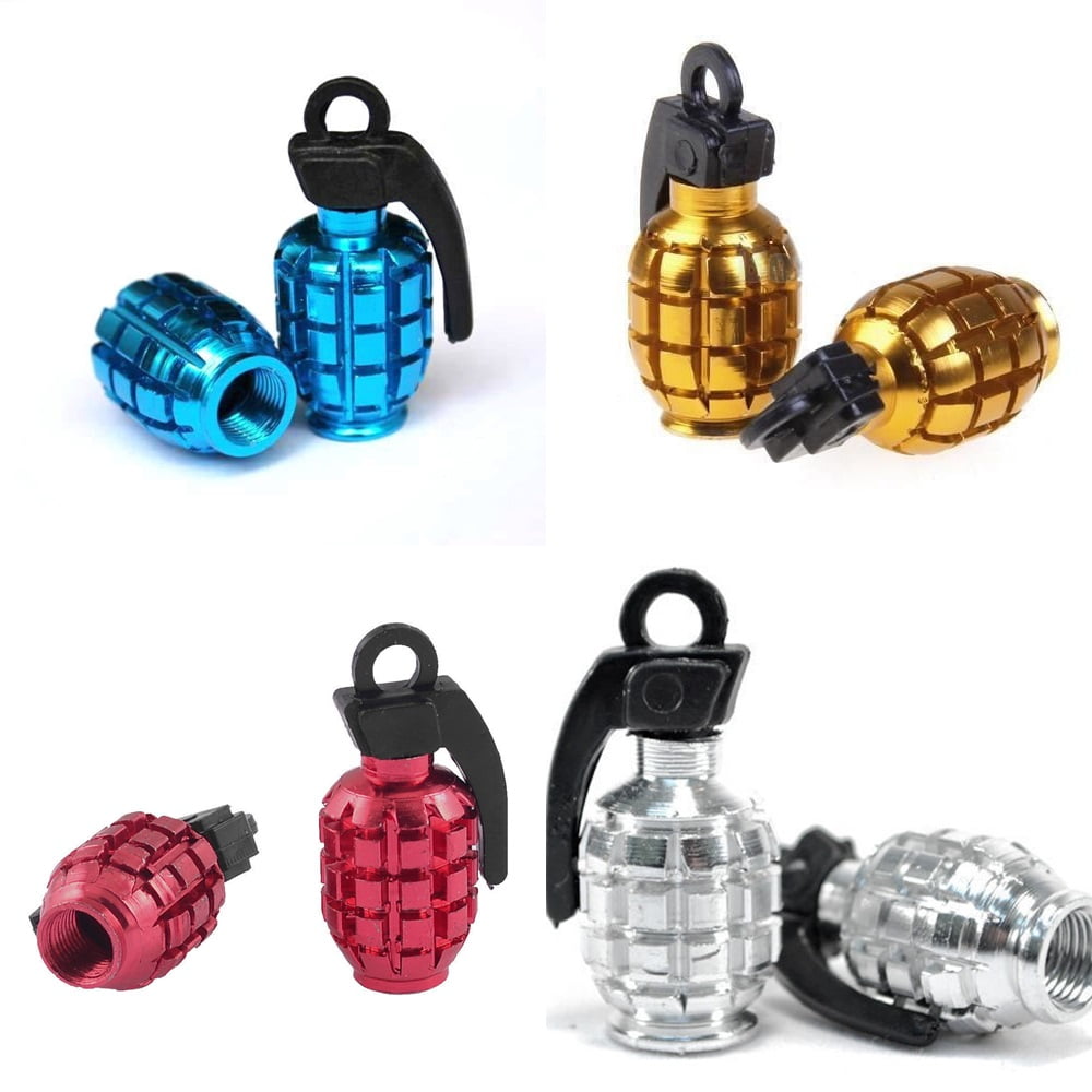 Grenade Metal Aluminum Tire Valve Caps Bike Universal Car Motorcycle ATV Silver VS01_S - Walmart.com