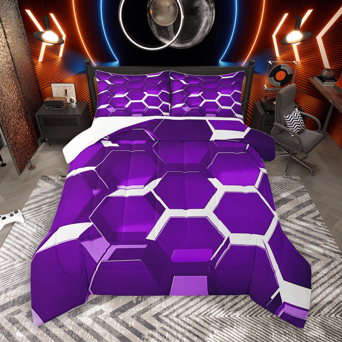 Click here for Manfei Geometric Honeycomb Bedding Comforter Set 2... prices