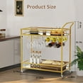 "LAFGUR Gold Bar Cart, 2 Tier Rolling Cart, Glass Storage, Wine Rack ...