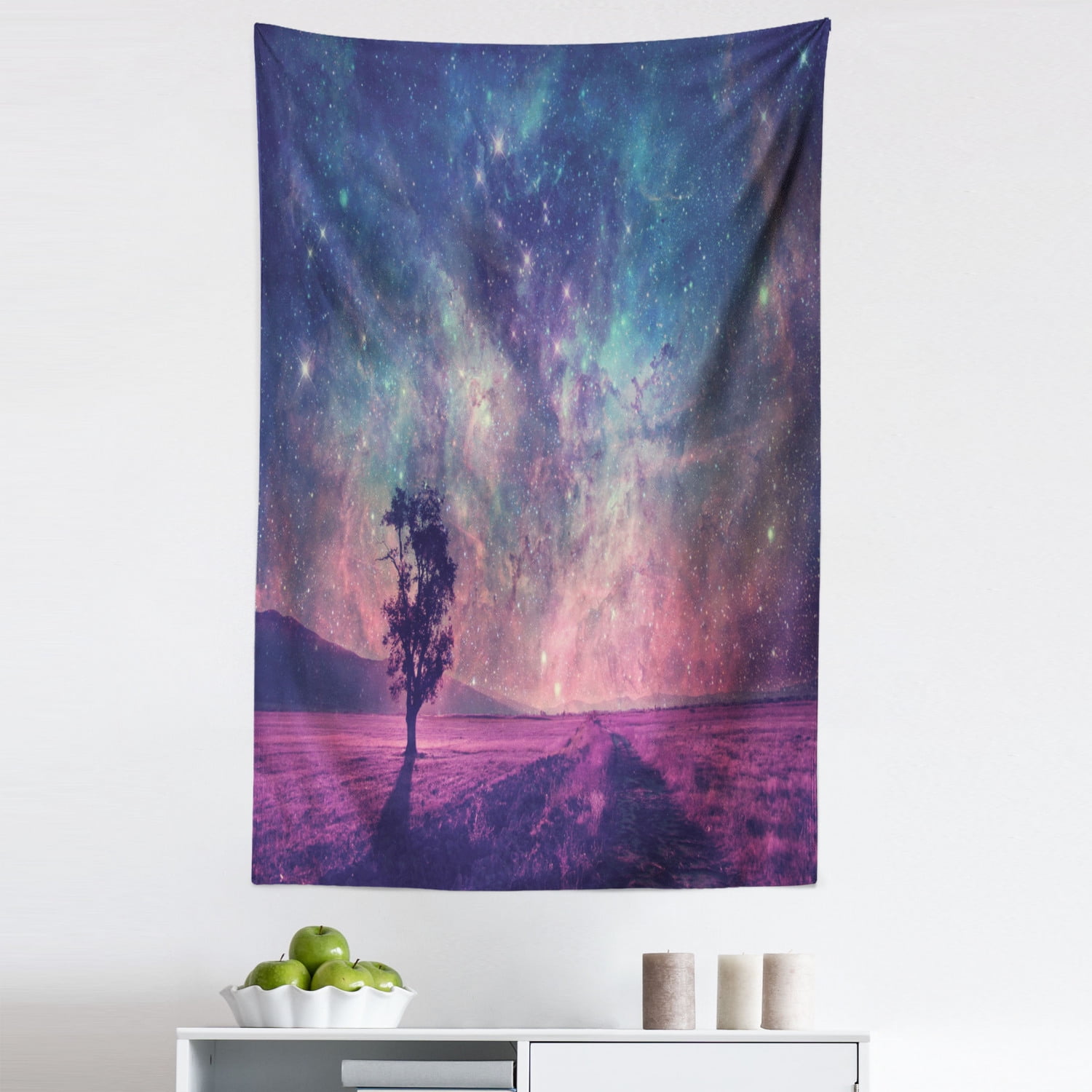 Galaxy Tapestry, Lonely Tree Silhouette Space Nasa Furnished Elements ...