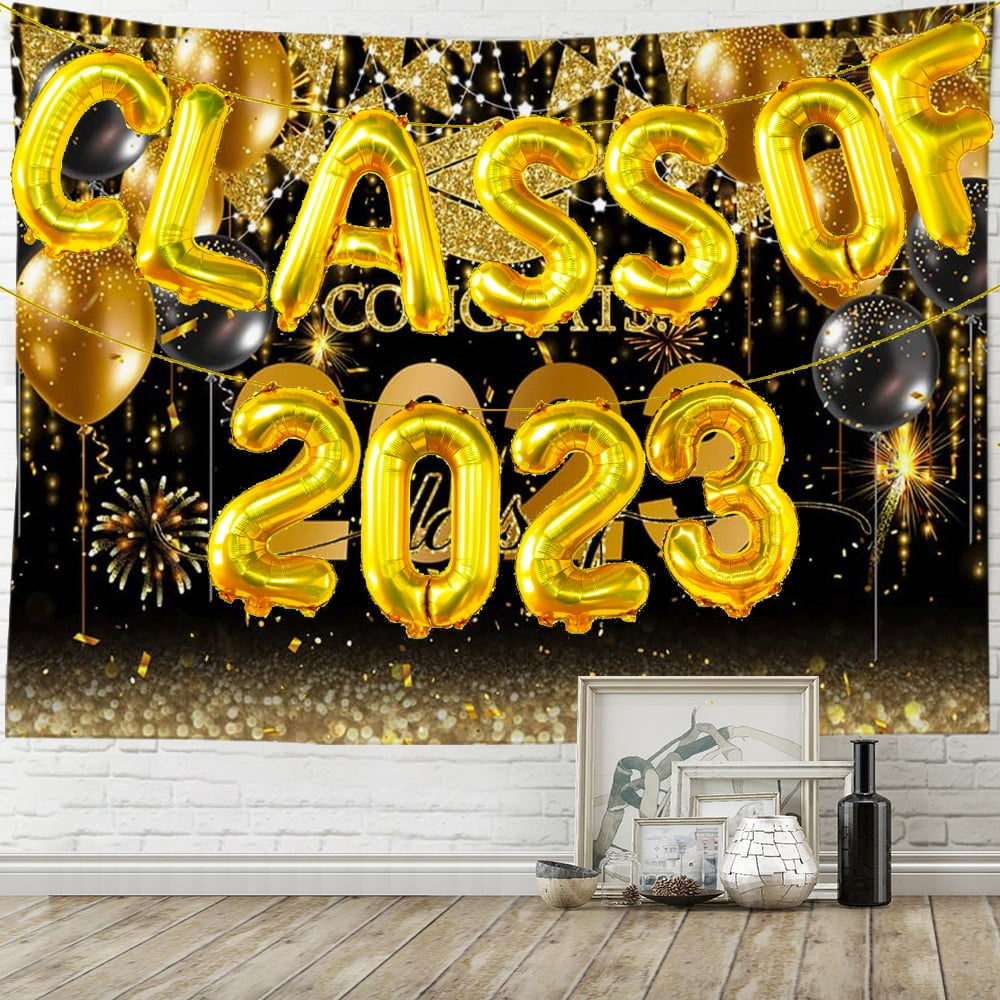 Graduation Party Background with 2023 Balloons Congraduation Party ...