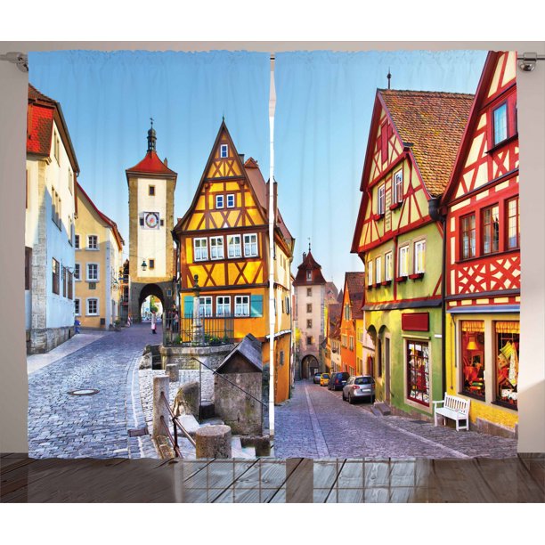German Curtains 2 Panels Set, Rothenburg ob der Tauber Bavaria Germany ...