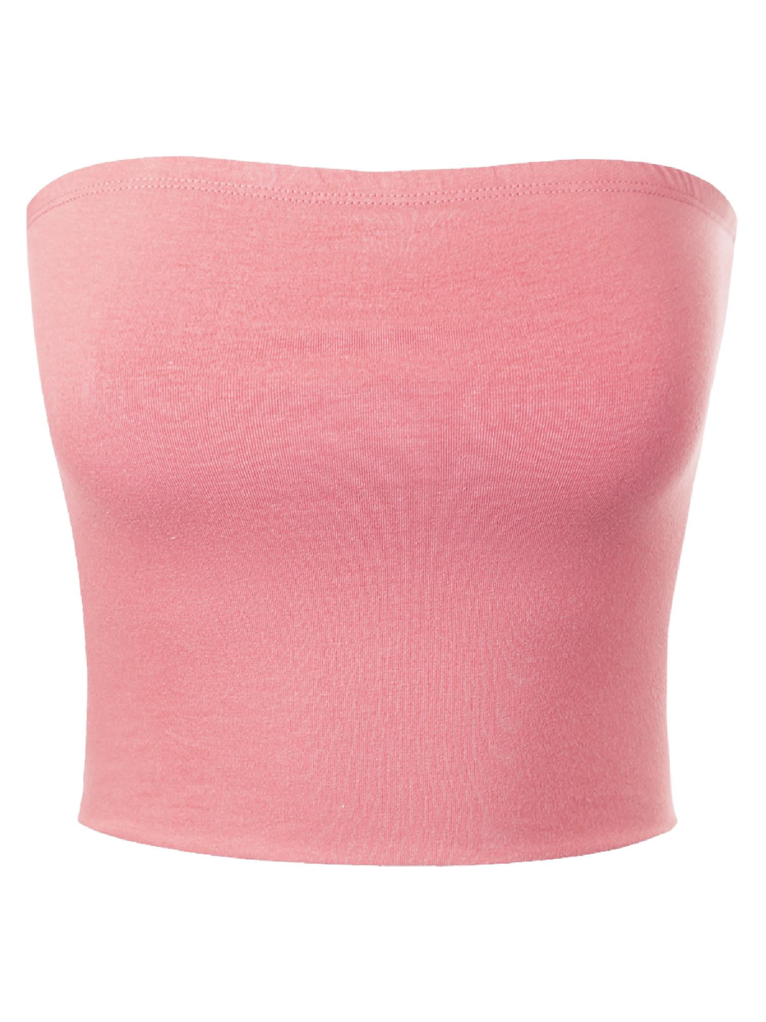 Made by Olivia Women's Causal Strapless Double layered Basic Sexy Tube ...