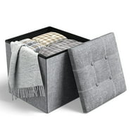 Costway Reversible Grey Storage Ottoman Footrest / Footstool with Tray ...