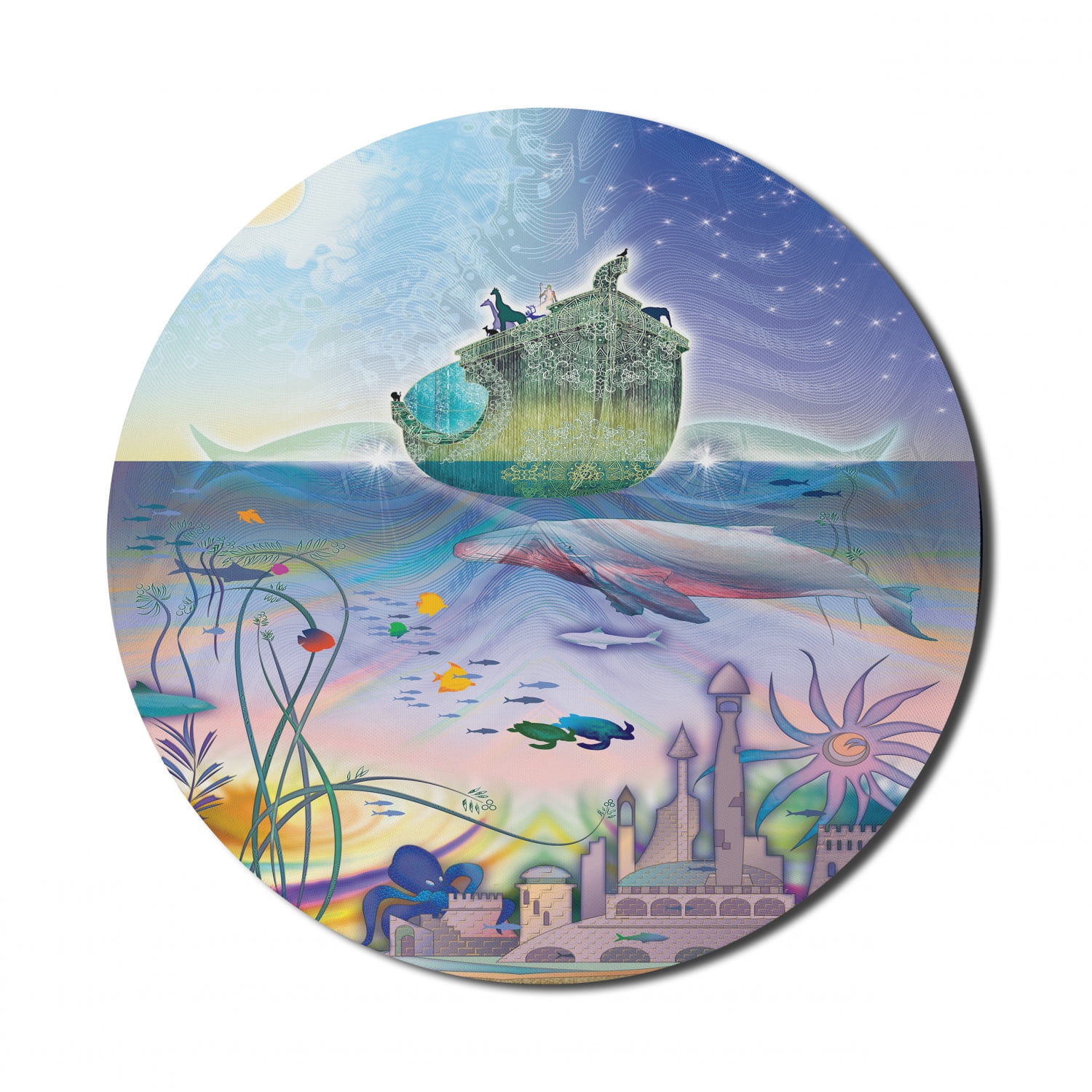 Navy Mouse Pad for Computers, Underwater with Octopus and Castle Pirate ...