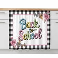 Back To School Cabinet Curtains 28" W x 35" L Pink Bow Pencil Black ...