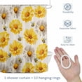 Flowers Shower Curtain for Bathroom, Spring White Gold Daisy Floral Bee ...