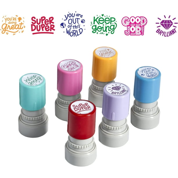 Stamp Joy - 6 Self-Ink Flash Stamp Set, Multicolor Teacher Stamps ...