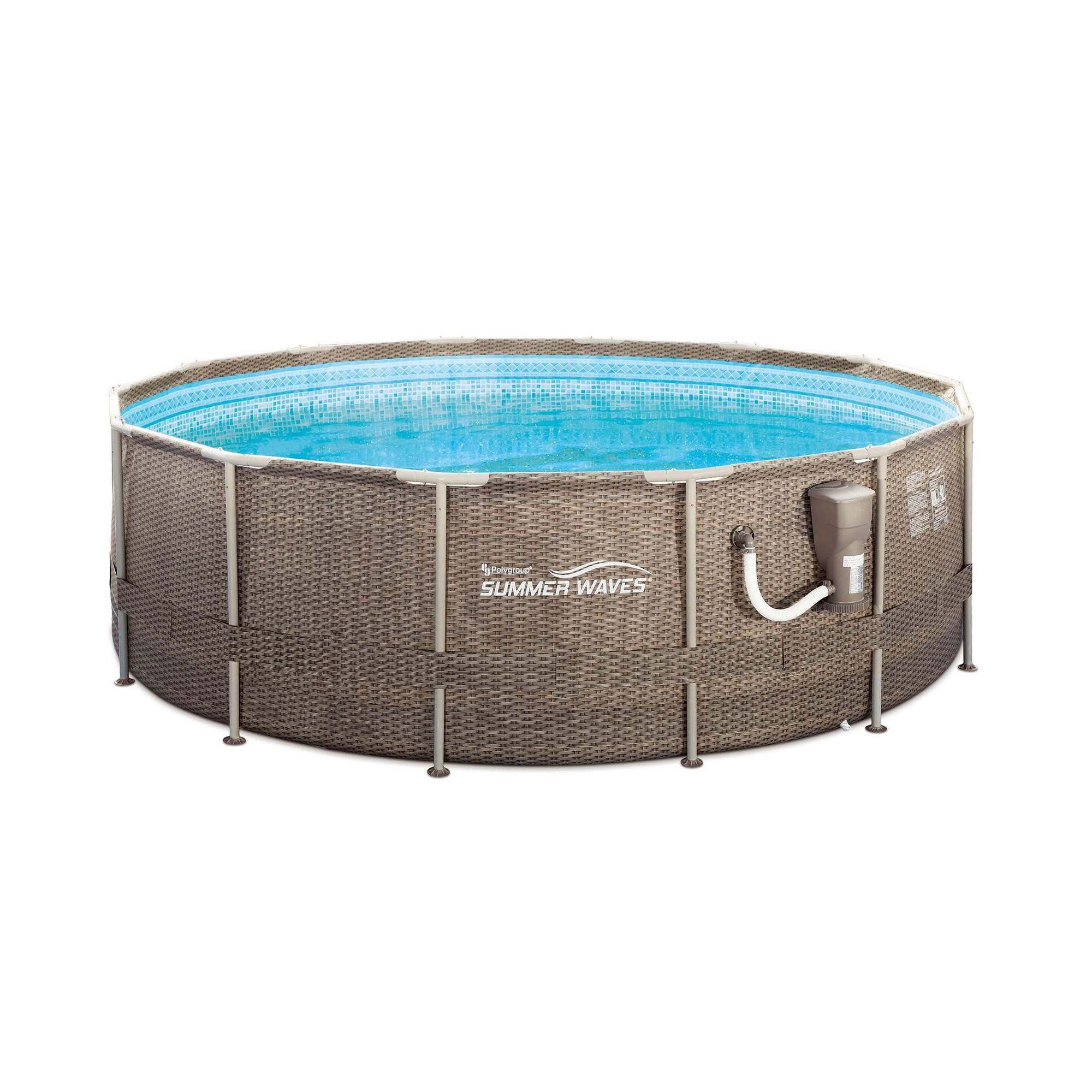 Summer Waves 14' x 48" Round Frame Above Ground Swimming Pool Set ...